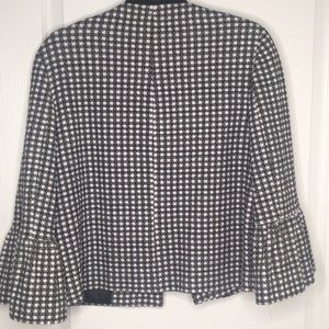 Zara | Jackets & Coats | Zara Checked Blazer With Ruffles On Sleeves ...